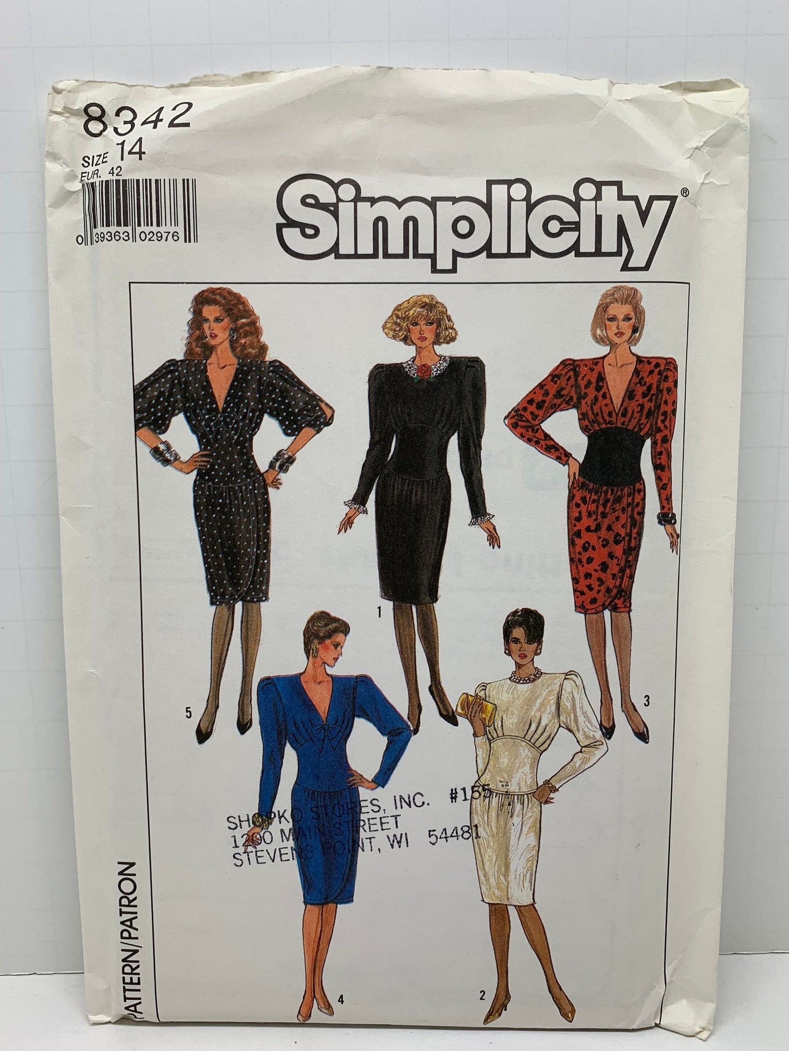 Simplicity 8342 Misses Cocktail Dress Sewing Pattern Deep V-neck or ...
