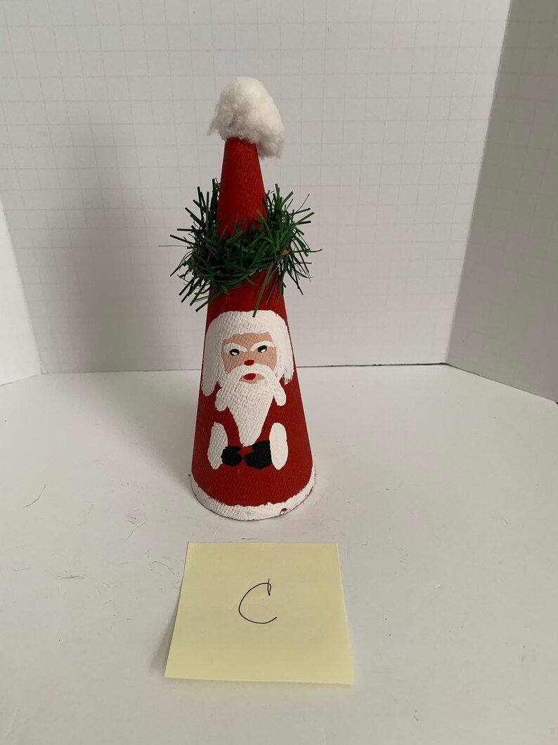Hand Painted Santa Cones Christmas Primitive Farmhouse Decor - Etsy