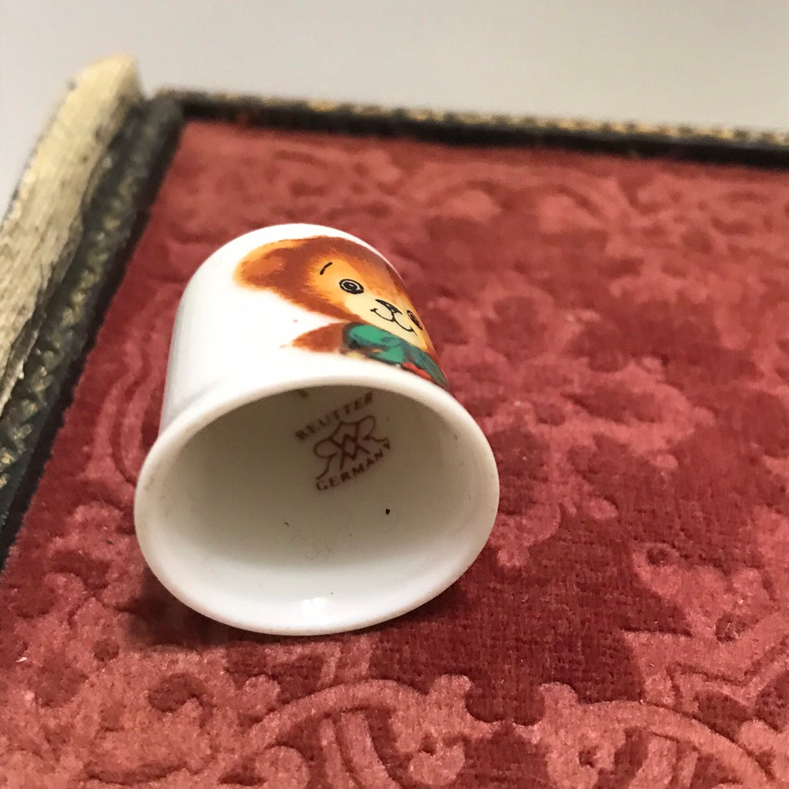 Vintage Reutter Porcelain Christmas Thimble With Teddy Bear - Etsy