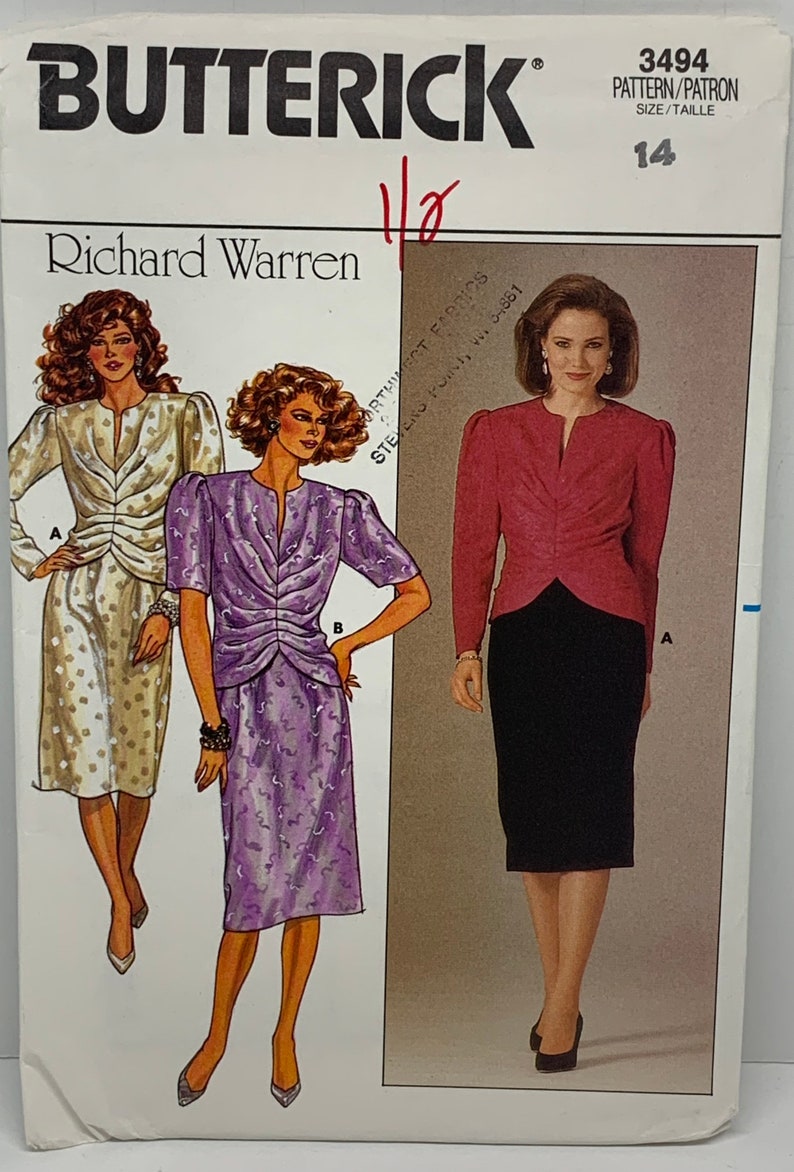 80s Skirt and Top Vintage 80s Butterick 3494 Sewing Pattern - Etsy