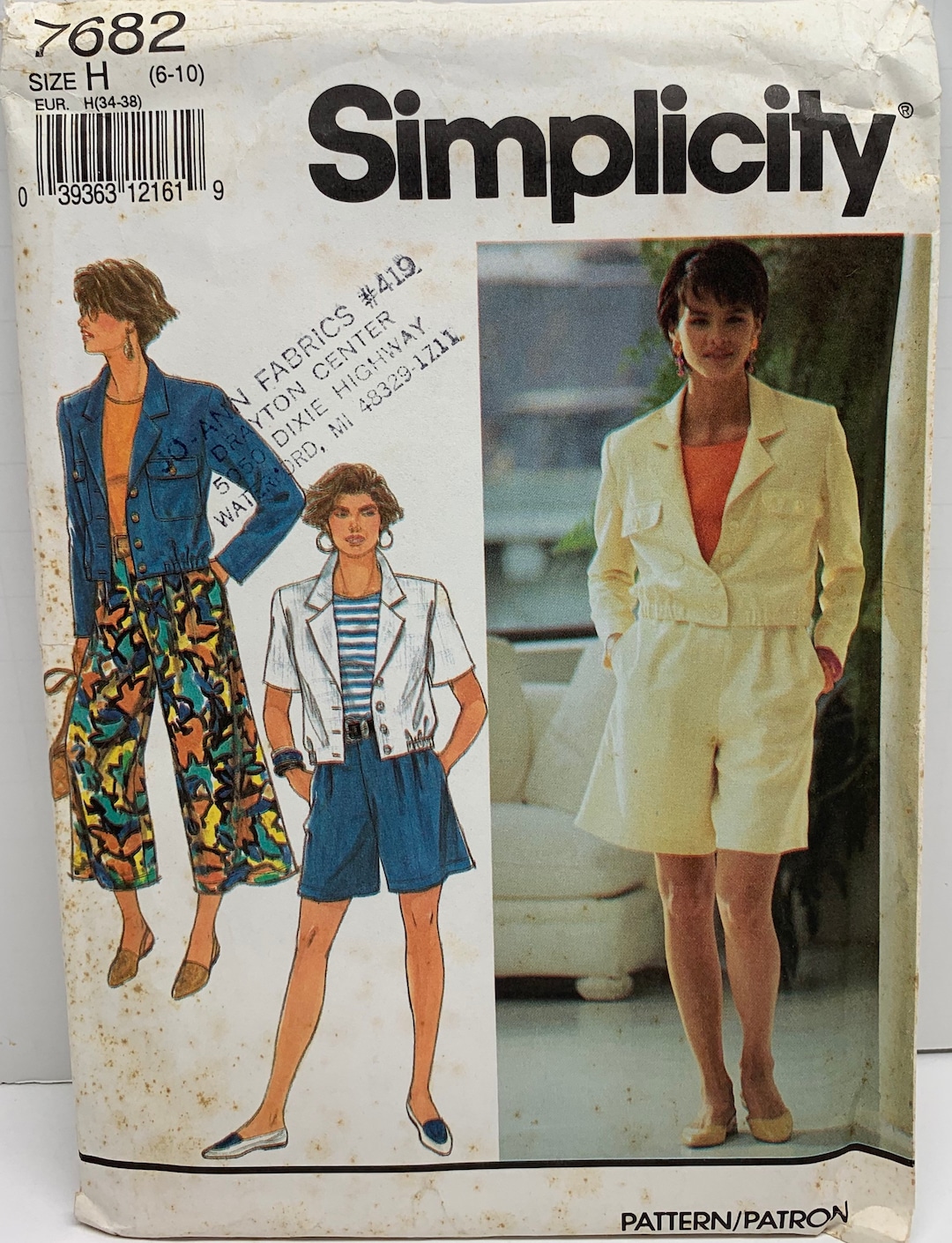 Vintage Simplicity 7682 Sewing Pattern Misses Culottes (capris and ...