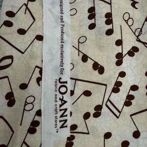 Musical Notes and Clefs Cotton Fabric Music Lover Brown on Beige Black ...