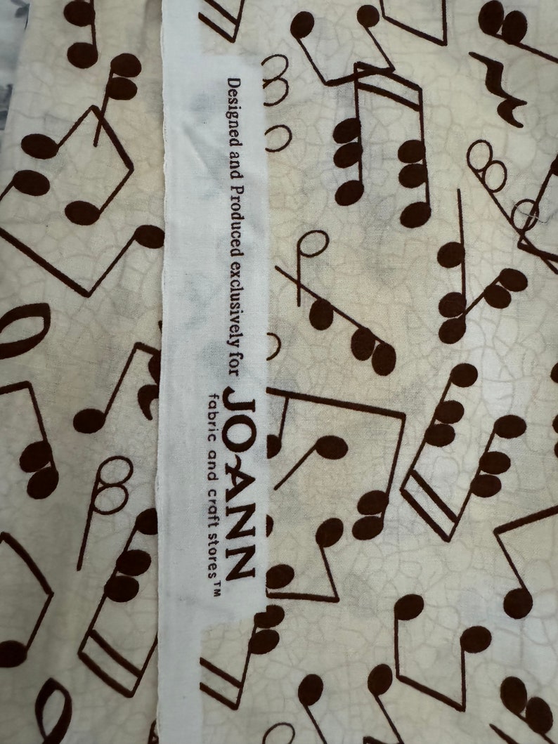Musical Notes and Clefs Cotton Fabric Music Lover Brown on Beige Black ...