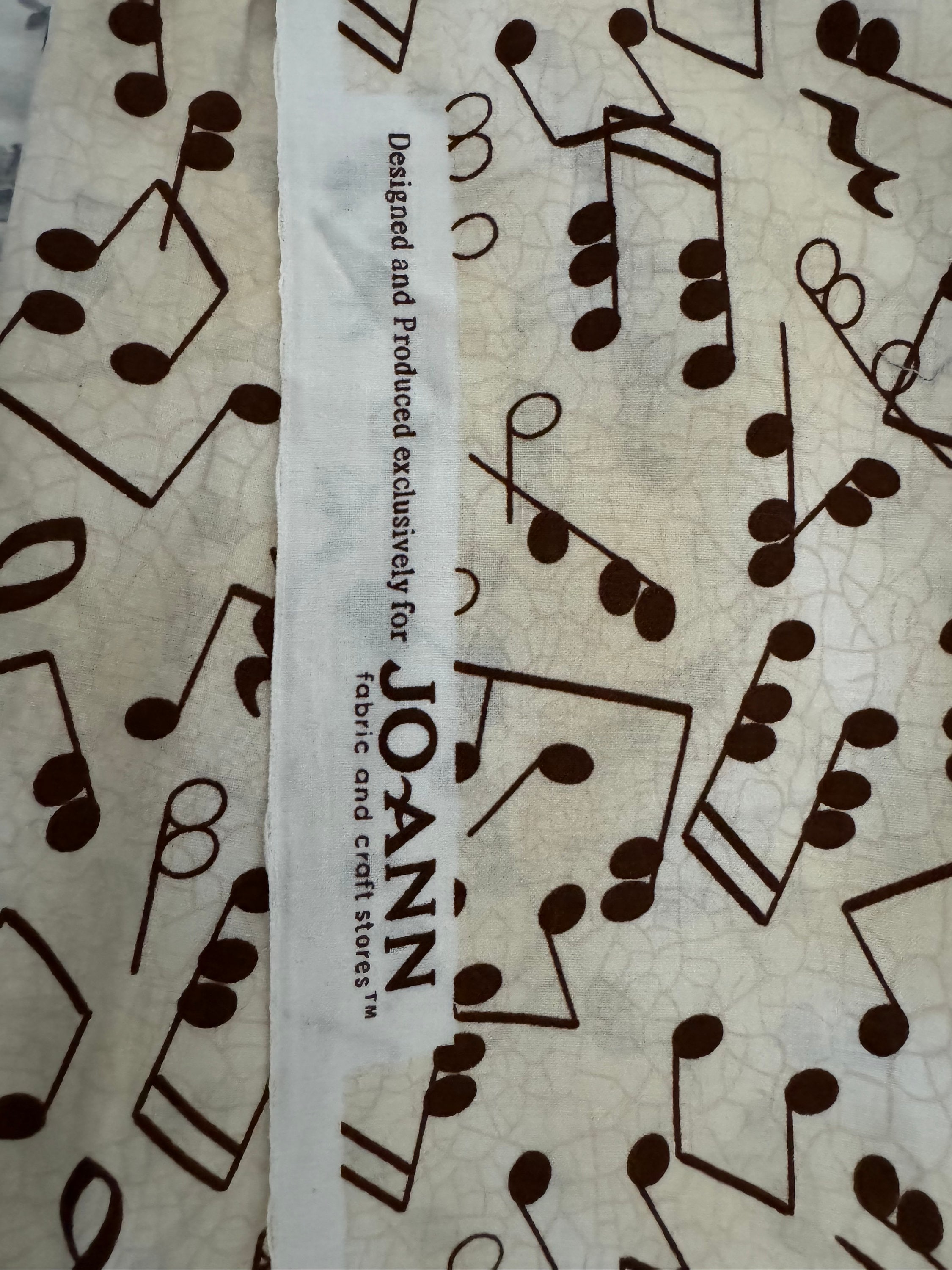 Musical Notes and Clefs Cotton Fabric Music Lover Brown on Beige Black ...