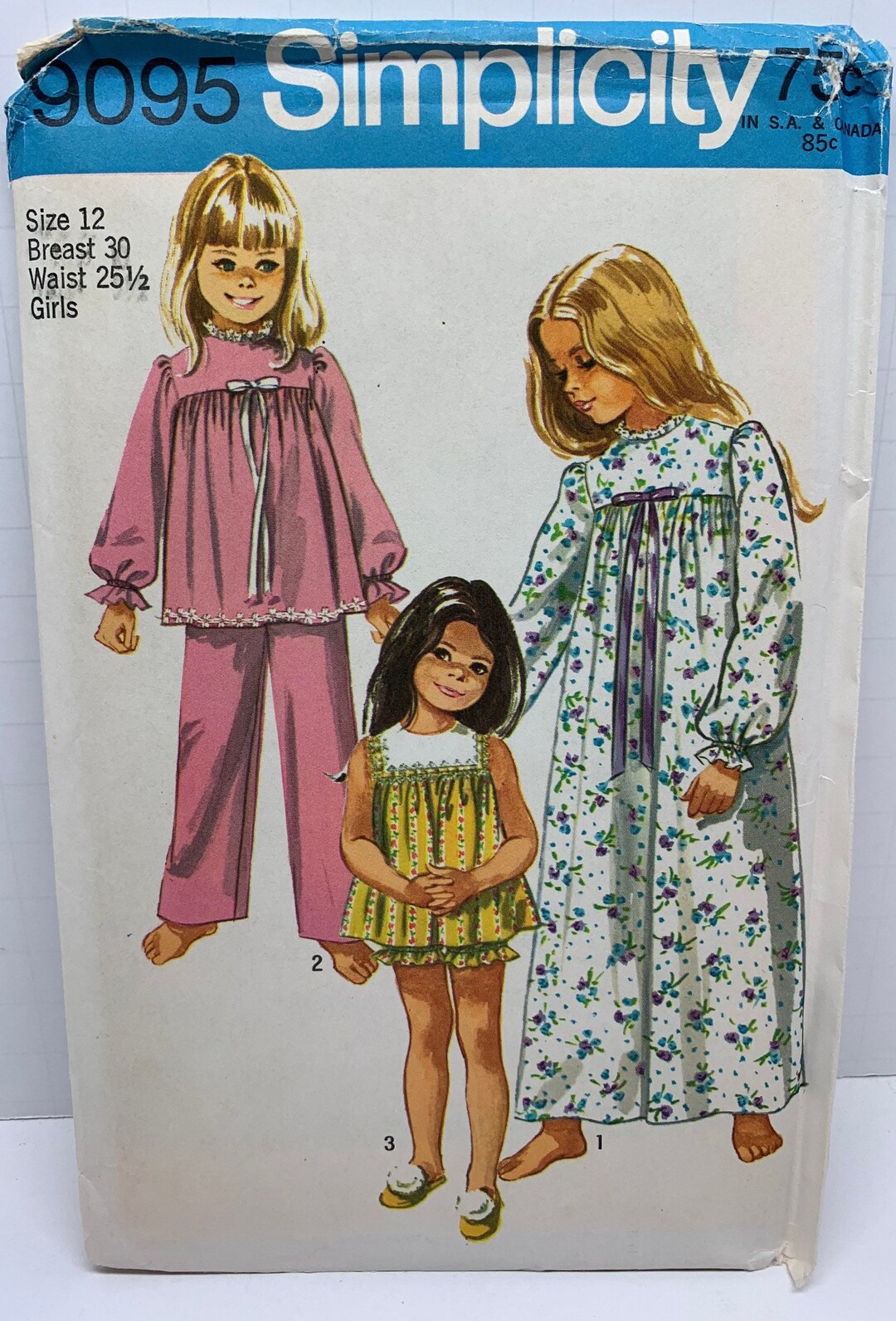 Simplicity 9095 Sewing Pattern Girl’s Nightgown and Pajamas Pants and ...