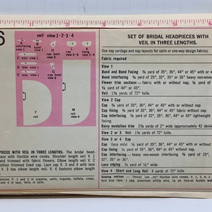 Simplicity 9826 Vintage 70s Bridal Veil Wedding Headdress Sewing ...