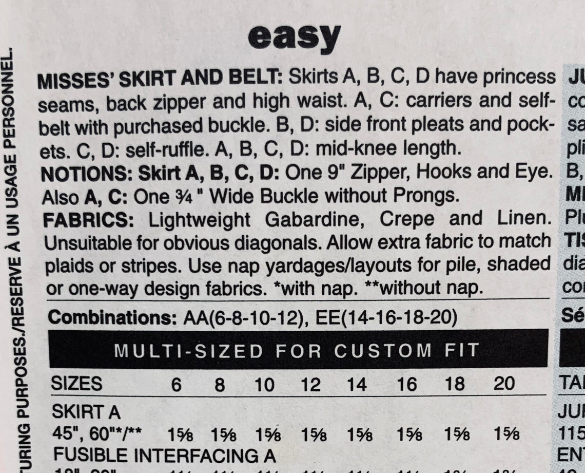 Misses Straight Skirts With Side Pleats or Ruffle Flounce Hem Sewing ...