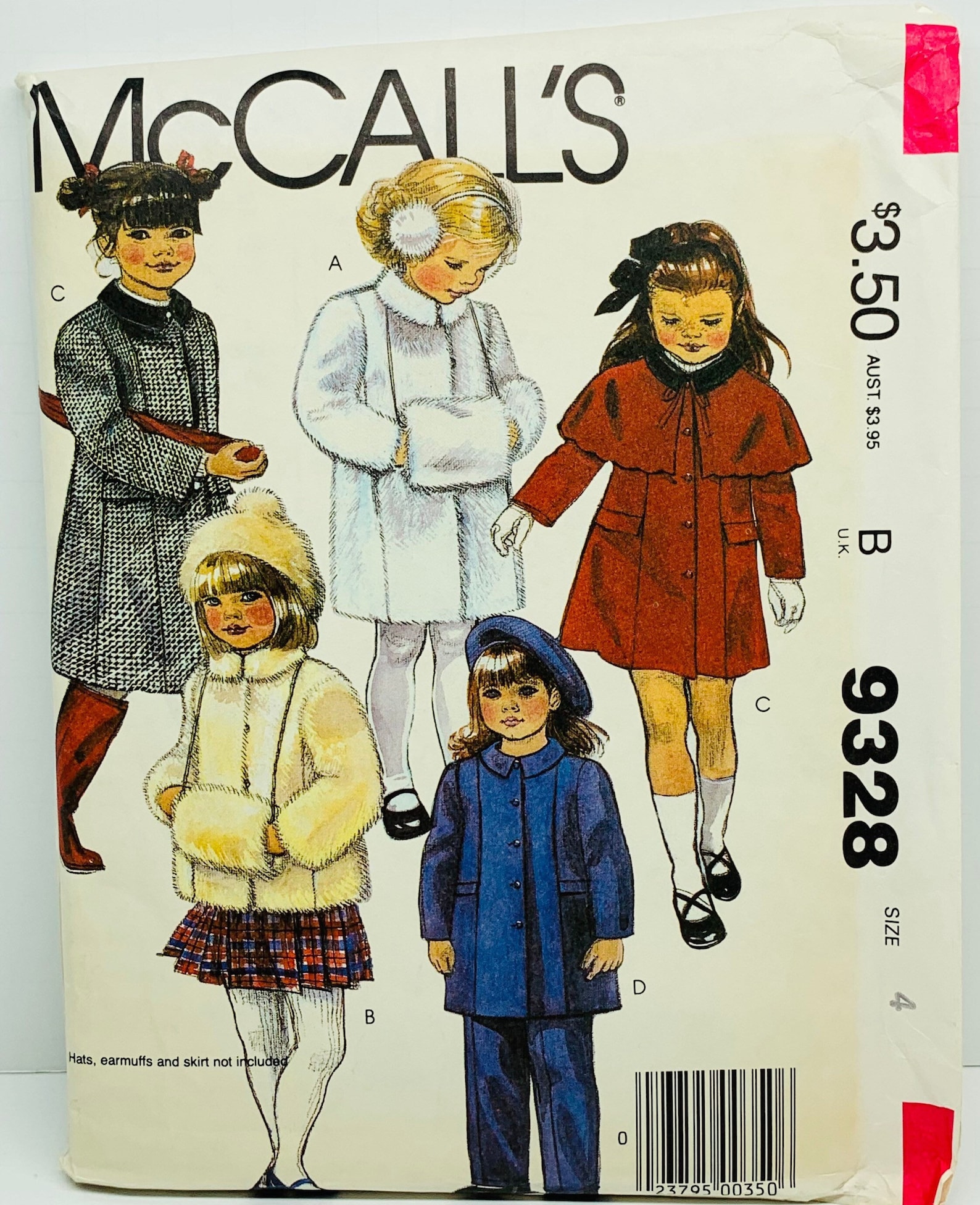 Vintage Girl’s Coat or Jacket, Cape, Pants and Muff Sewing Pattern ...
