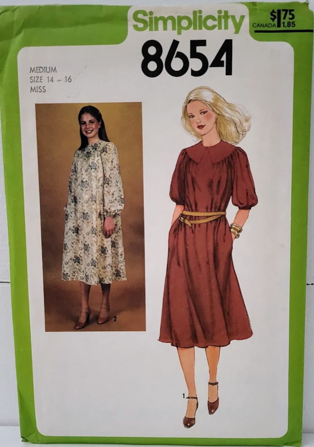 Vintage Simplicity 8654 Misses Tent Dress Sewing Pattern With Pockets ...