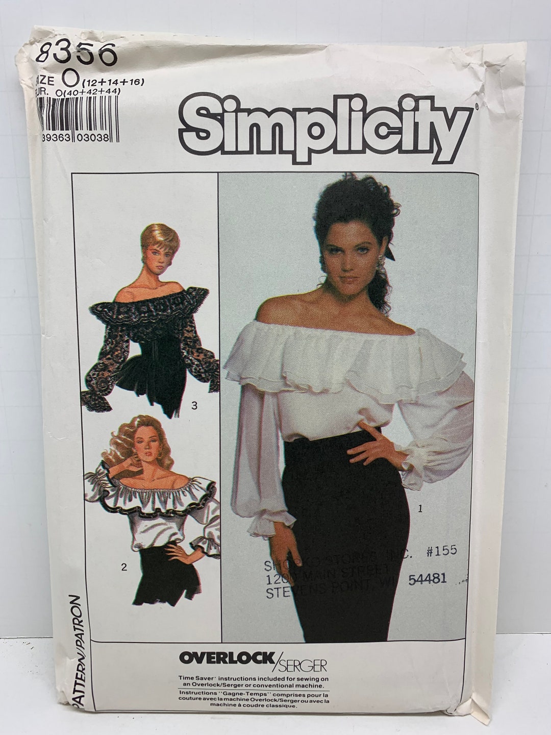 Misses off Shoulder Blouse Sewing Pattern Simplicity 8356 Dressy Top ...
