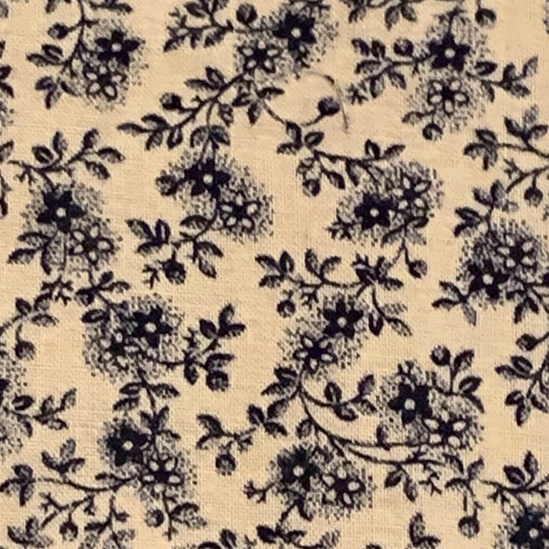 Beige and Blue Flower Fabric - Etsy