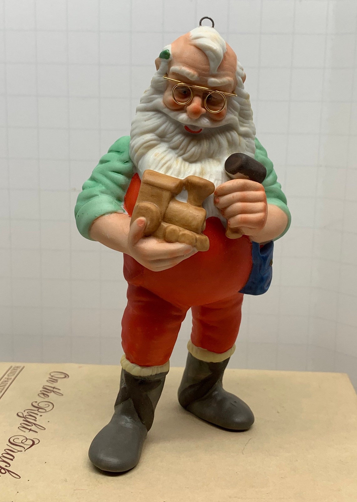 Vintage Hallmark Porcelain Santa With Train Christmas Ornament - Etsy