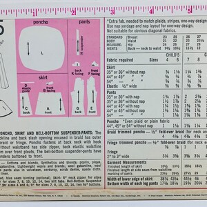 Vintage 1970s Girls Poncho Cape, Skirt and Bell Bottom Pants With Attached Suspenders Sewing ...