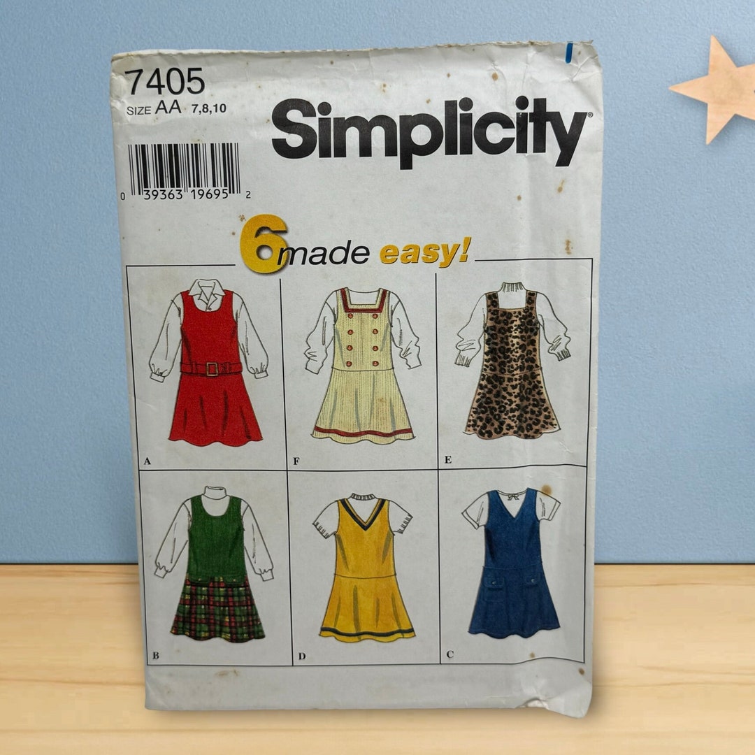 Simplicity 7405 Girl’s Easy to Sew Jumper Dress Sewing Pattern Flared ...