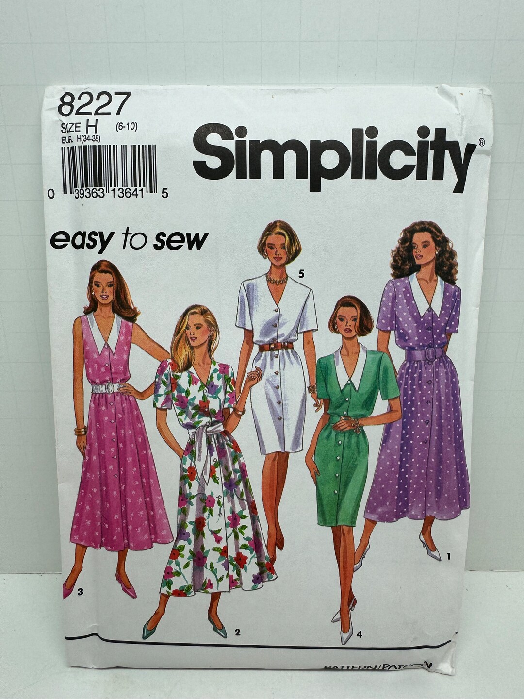 Simplicity 8227 Easy to Sew Front Button Dress Shirtdress Sewing ...