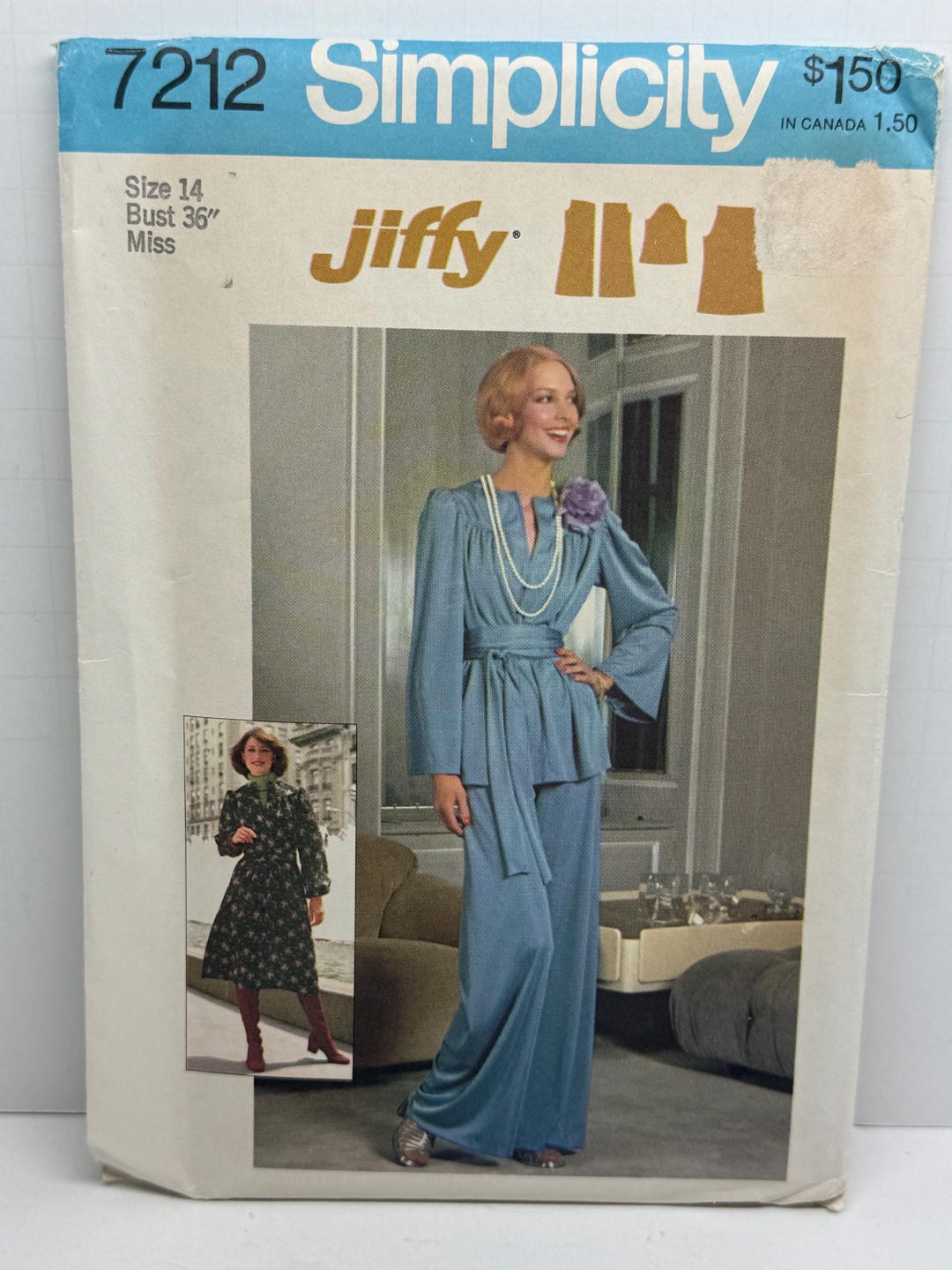 Jiffy Simplicity 7212 Misses Deess or Pullover Top and Wide Leg Pants ...