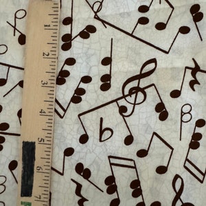 Musical Notes and Clefs Cotton Fabric Music Lover Brown on Beige Black ...