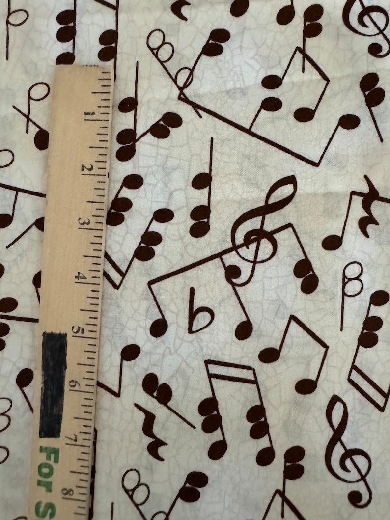 Musical Notes and Clefs Cotton Fabric Music Lover Brown on Beige Black ...