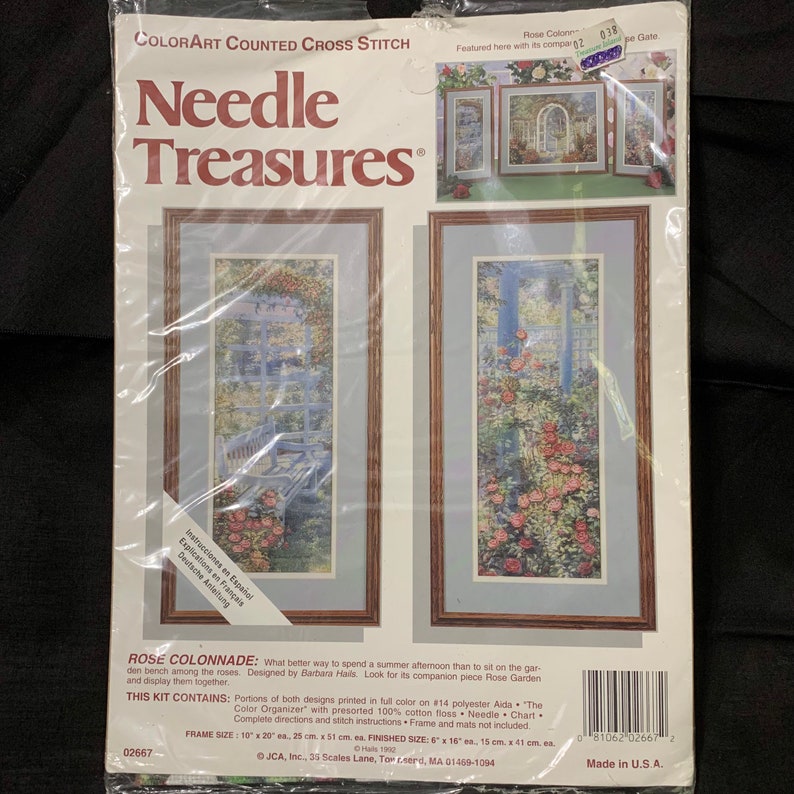 VTG Rose Colonnade Floral Counted Cross Stitch Kit Set of 2 - Etsy