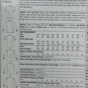 Simplicity 9210 Misses Front Button Blouse Top Sewing Pattern Collar ...