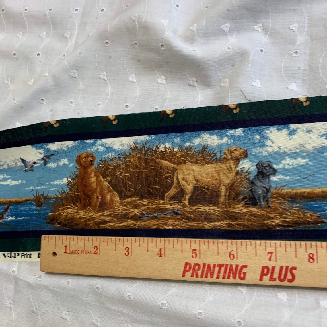 4.5” Quilt Border Fabric Cotton Vintage Dogs Duck Hunting Retrieving ...