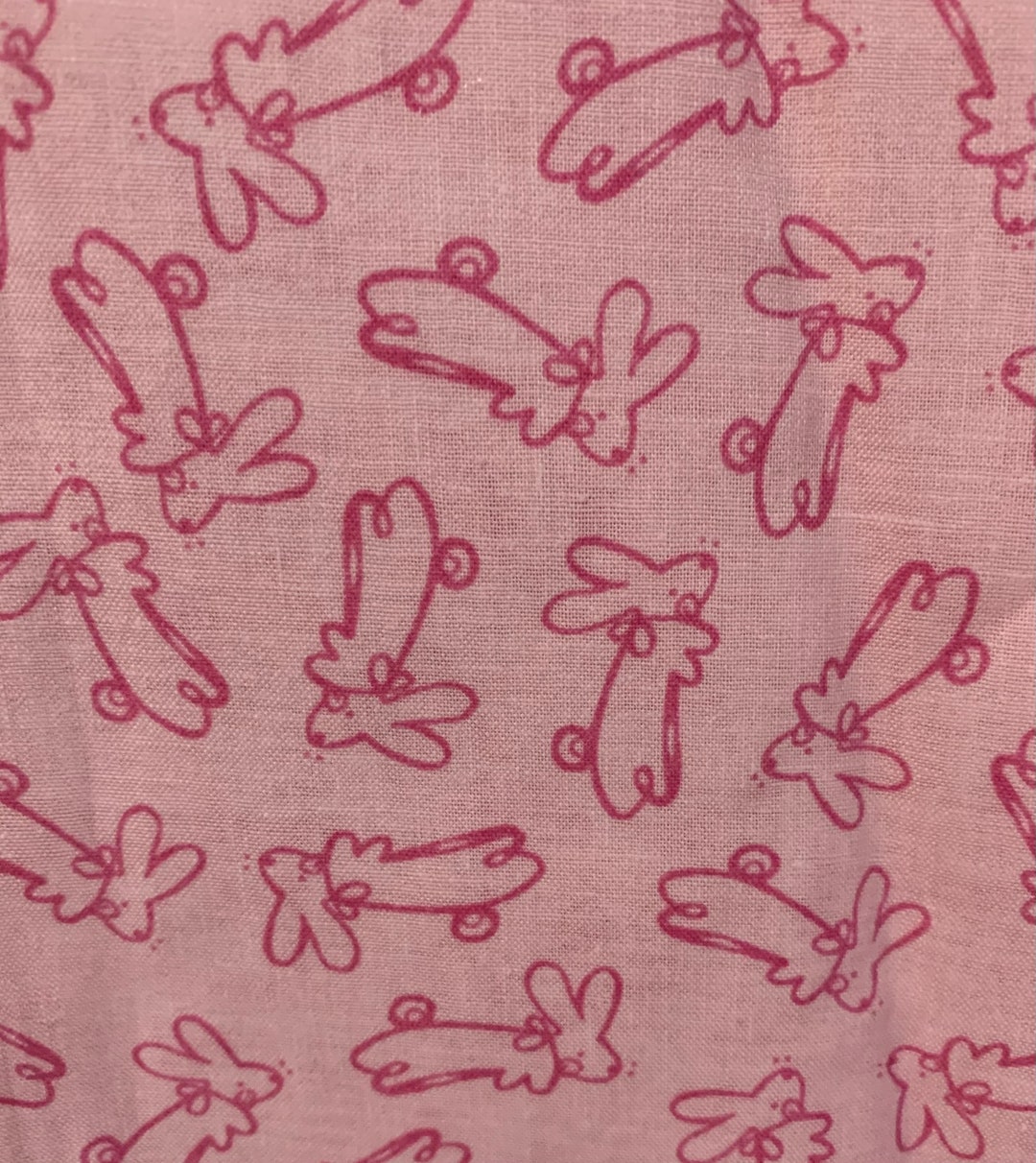 Pink on Pink Cotton Bunny Rabbit or Easter Fabric Tone on Tone One Yard ...