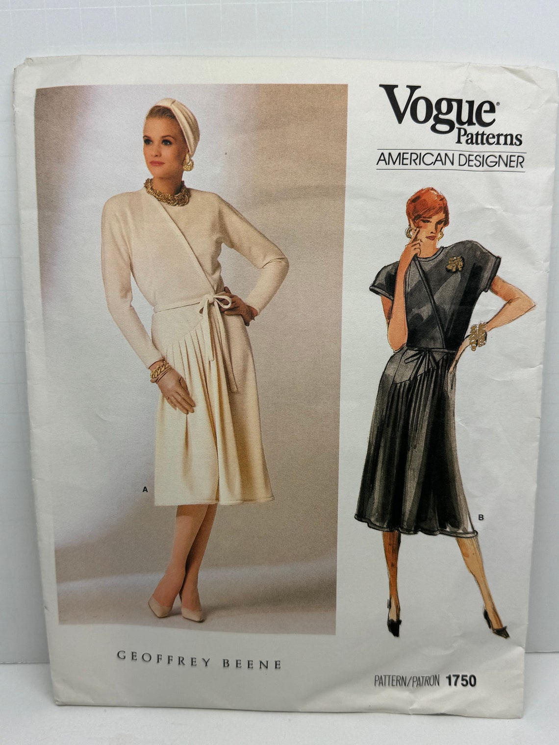 Vogue 1750 American Designer Geoffrey Beene Misses Mock Wrap Dress With ...