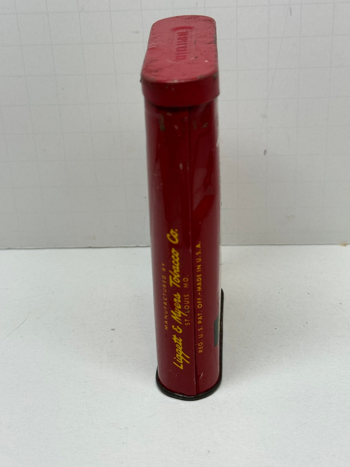Vintage 1970s Velvet Pipe & Cigarette Tobacco Tin Red Smoking ...