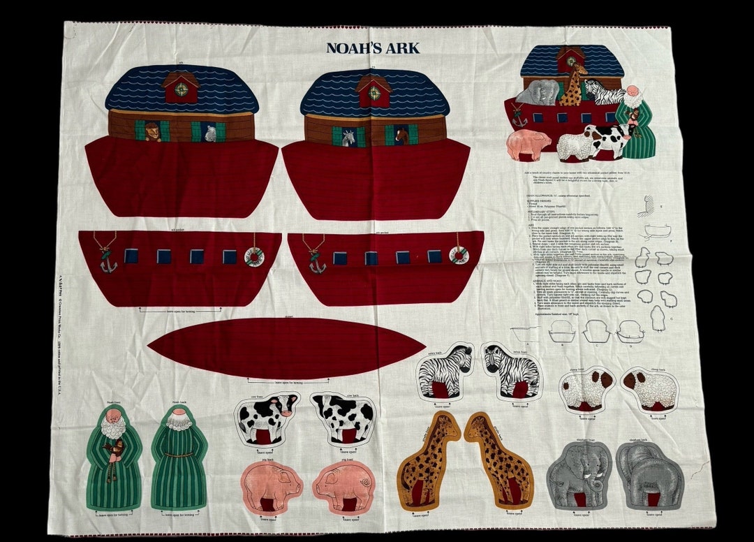 Noah's Ark Fabric Panel by Cranston Print Works Co Cut and Sew Pocket ...