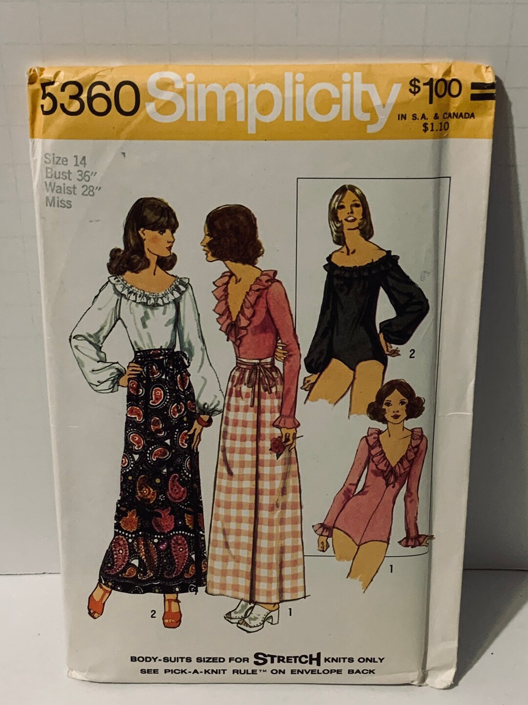 Simplicity 5360 Sewing Pattern Misses Bodysuit and Wrap Tie Skirt ...