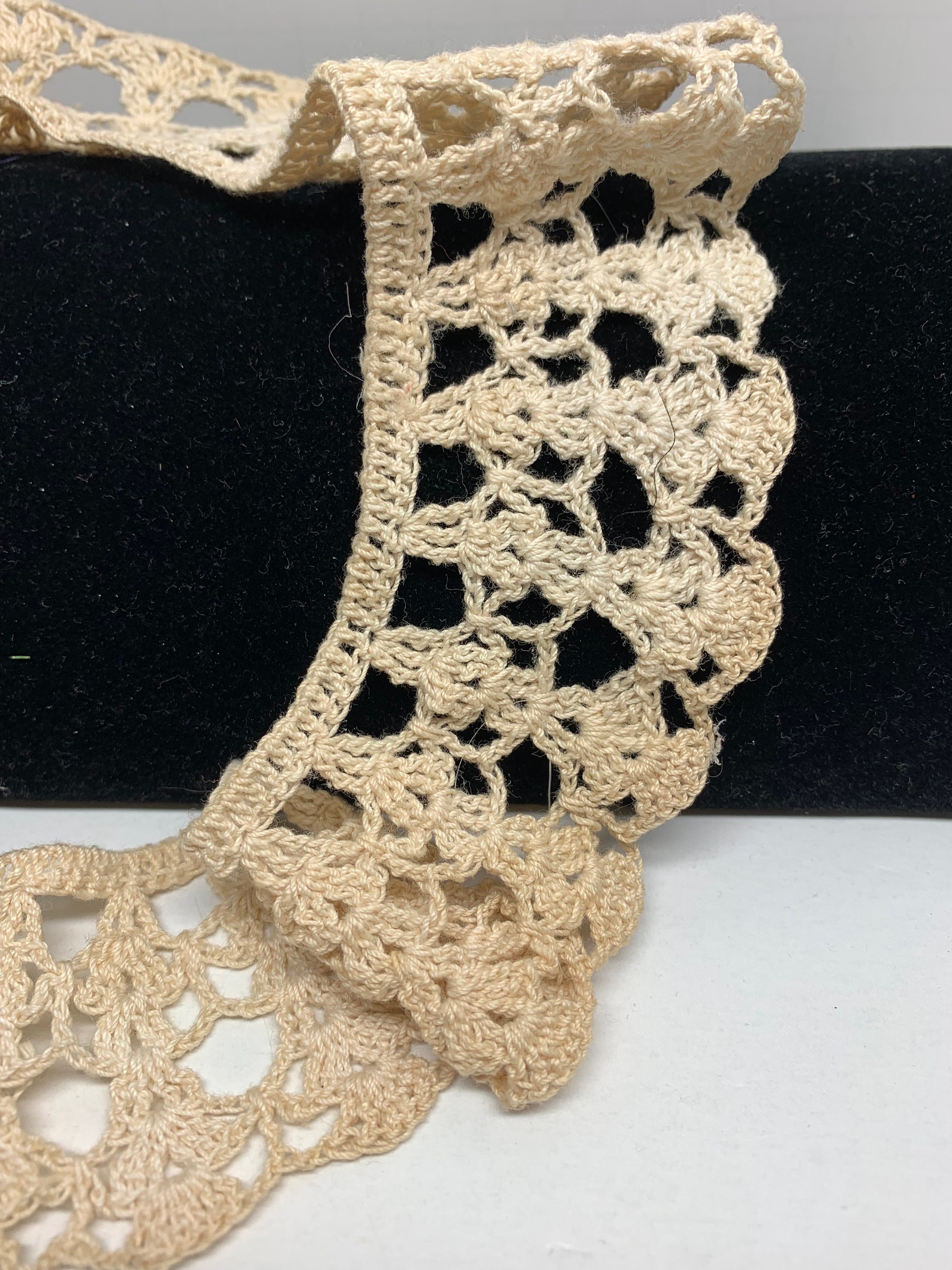 Vintage Ecru Hand Crocheted Lace Collar With Pearl Button Closure Circa ...