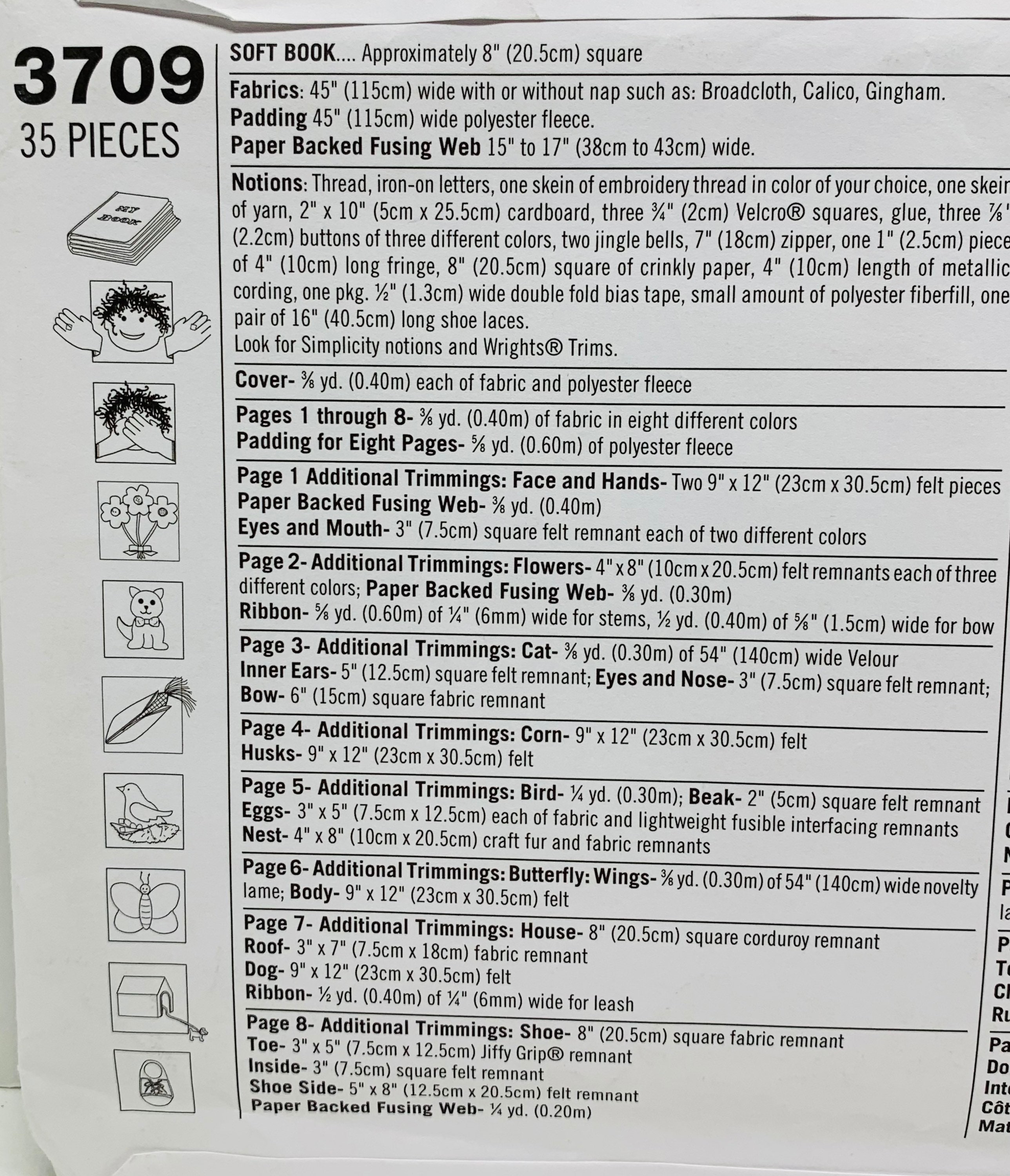 Babys First Book Sewing Pattern Simplicity 3709 Eight Page - Etsy