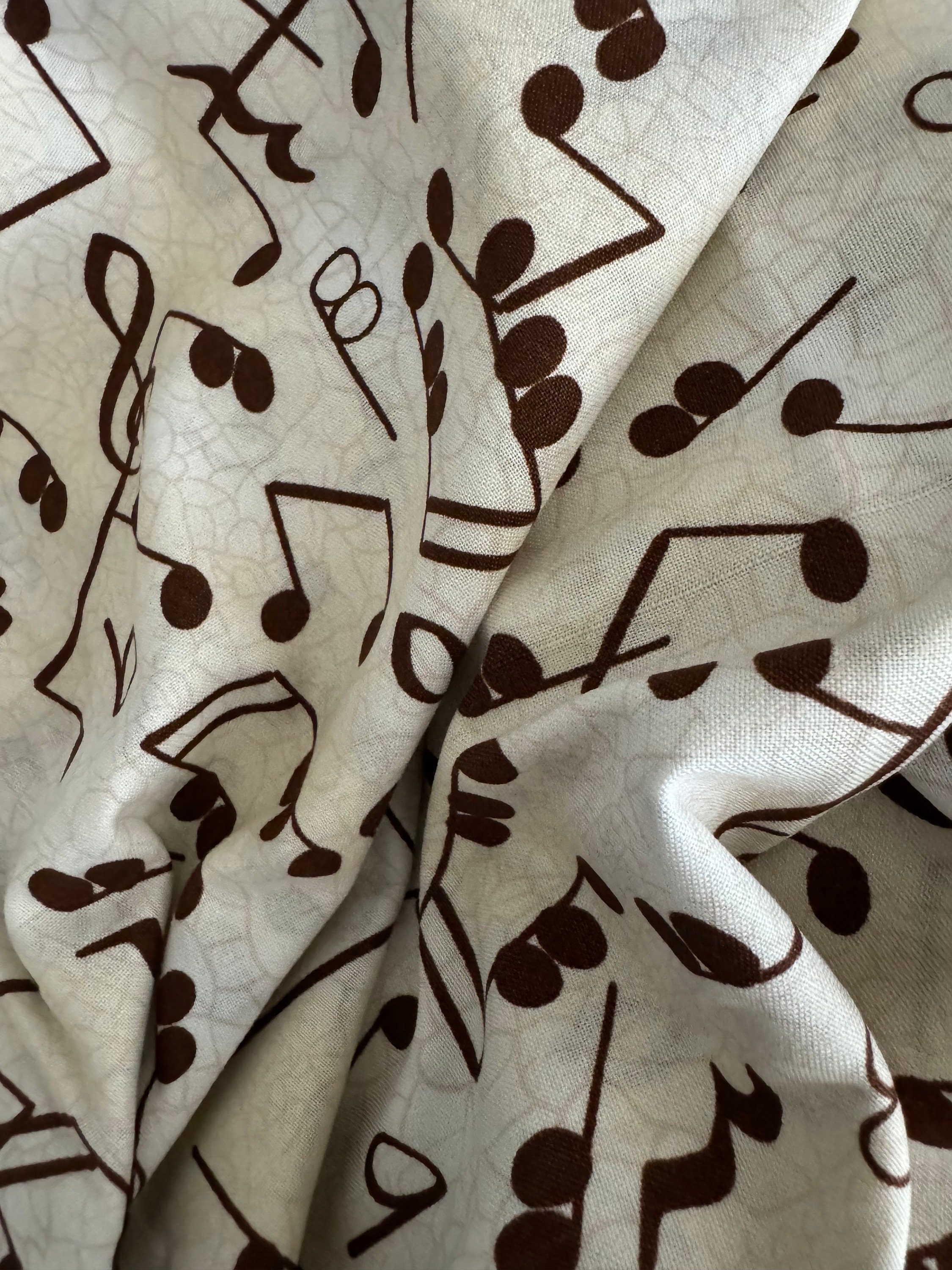 Musical Notes and Clefs Cotton Fabric Music Lover Brown on Beige Black ...