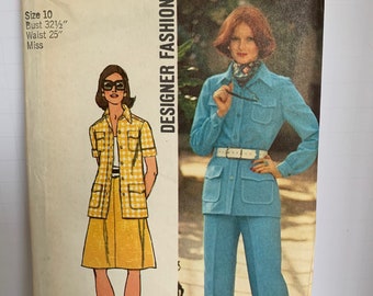 Vintage 80s Vogue 8032 Sewing Pattern Womens Misses Dressy Jacket Skirt ...