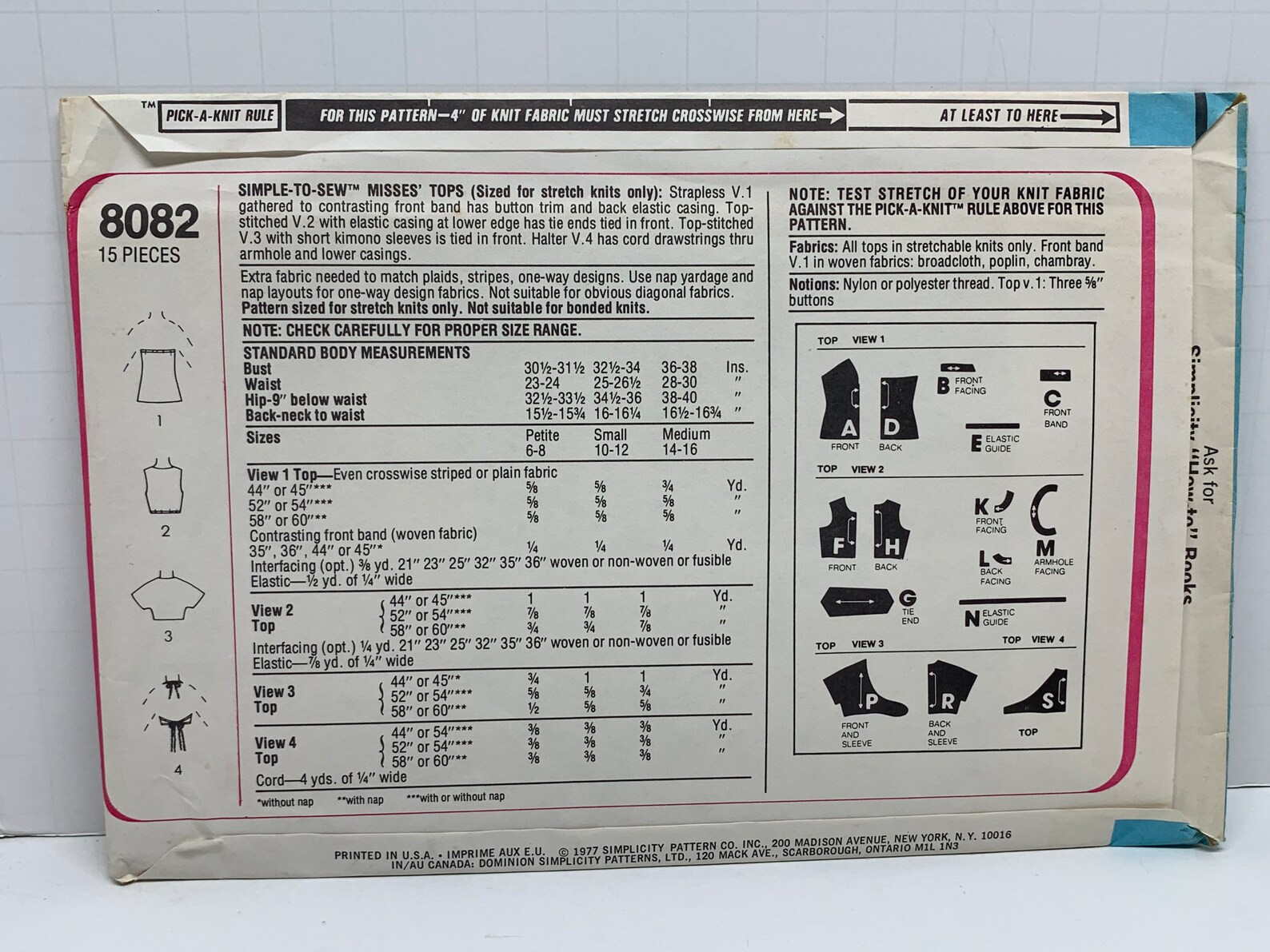 Vintage 70s Simplicity 8082 Knit Midriff Halter and Strapless - Etsy