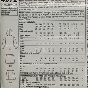 Simplicity 4972 LIZZIE Mcguire Girls Skirts & Knit Top Hoodie Hooded ...