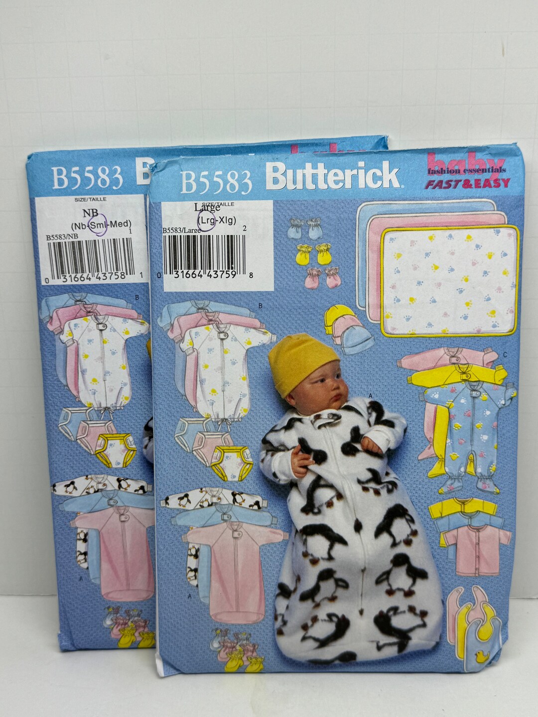 Butterick 5583 5220 Sewing Pattern Sew a Baby Layette Bunting Jumpsuit ...