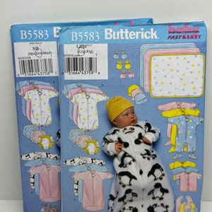 Butterick 5583 5220 Sewing Pattern Sew a Baby Layette Bunting Jumpsuit ...