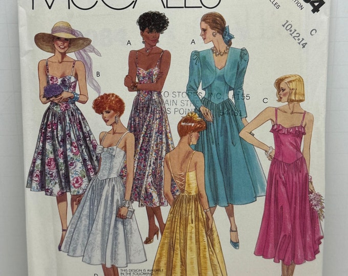 Mccall’s 3084 Cocktail Prom Dress and Jacket Sewing Pattern Spaghetti ...