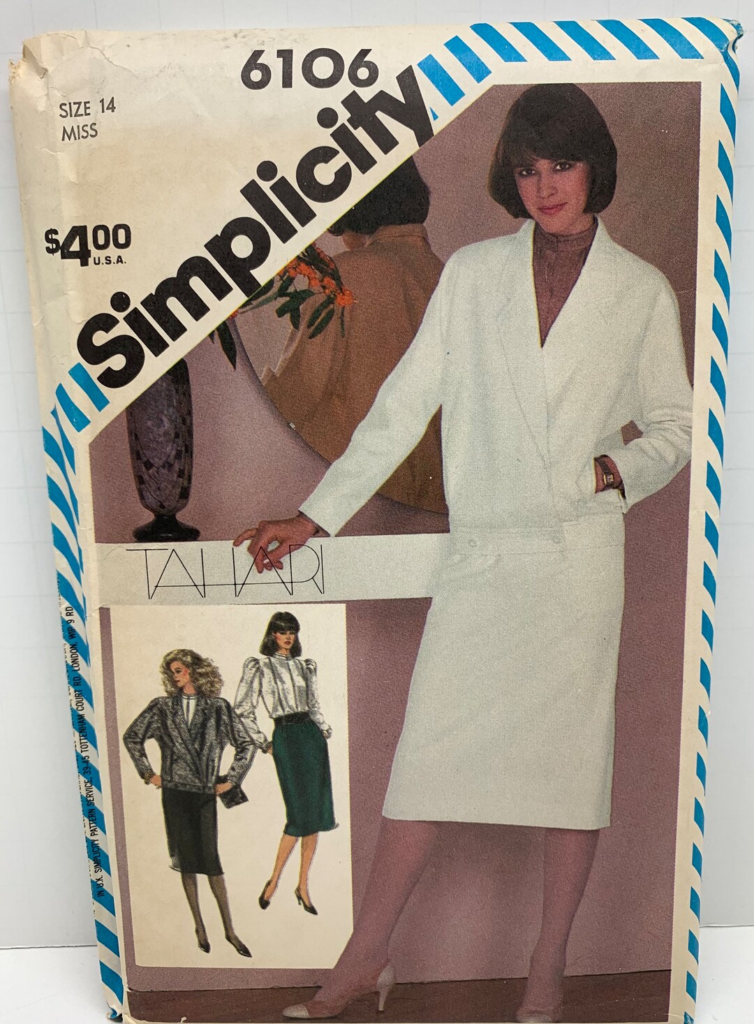 Simplicity 6106 Misses Tahari Suit Crossover Jacket, Slim Skirt and ...