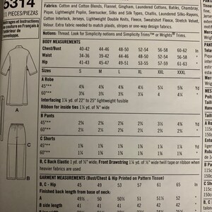 Simplicity 5314 Unisex Pajamas Sewing Pattern Mens Women’s Size XL XXL ...