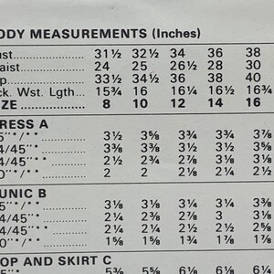 Butterick 4159 Misses Dress Tunic Top and Skirt Sewing Pattern Vintage ...