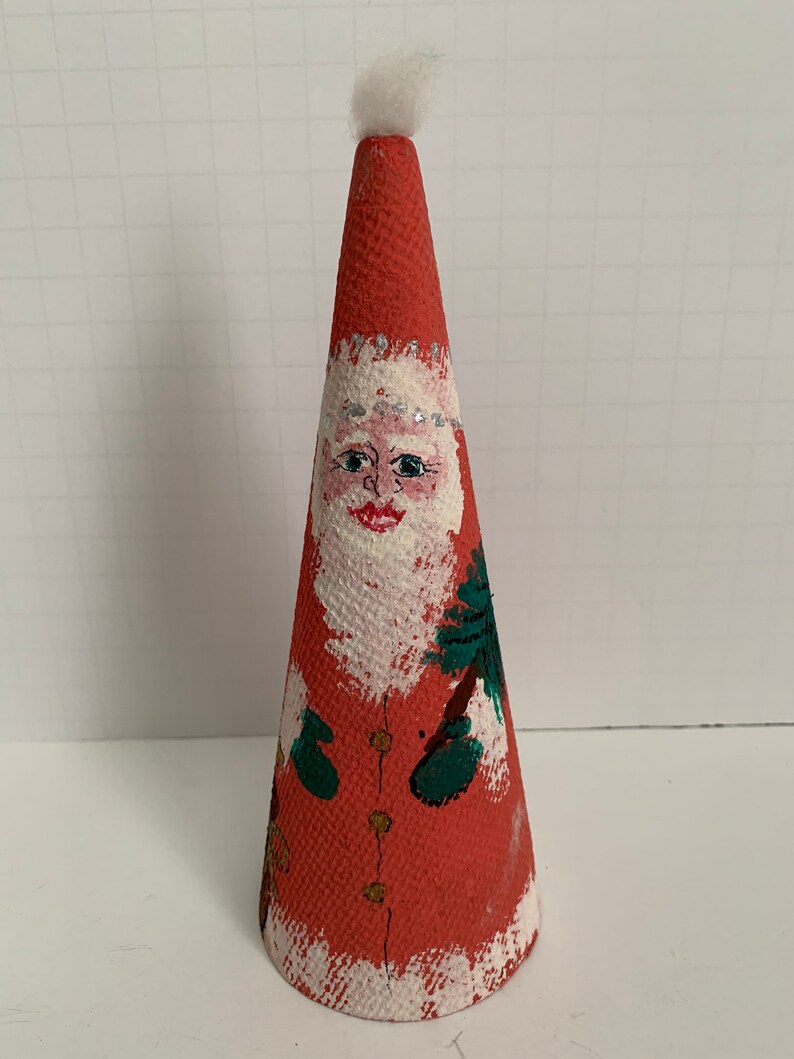 Hand Painted Santa Cones Christmas Primitive Farmhouse Decor - Etsy