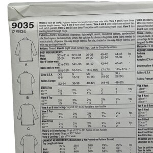 Simplicity 9035 Misses Pullover Tunic Tops Blouses Sewing Pattern Loose ...