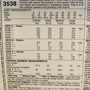 Mccall’s 3538 Sewing Pattern Sizes Misses Pants and Shorts Sewing Pattern Length Variations ...