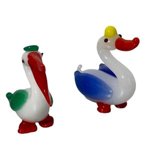 Vintage Art Glass Miniature Pelicans Birds 1.25” Tall Delicate Pair - Etsy