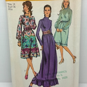 Vintage 70s Misses BOHO Dress in Two Lengths Simplicity 9447 Sewing ...