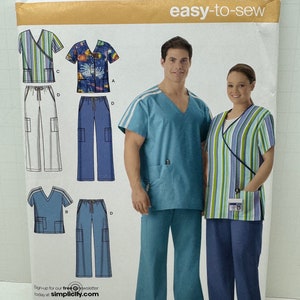Unisex Scrubs Uniform Sewing Pattern Medical Office Pullover Top Pants ...