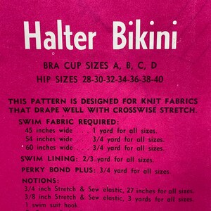 Vintage 1970s Misses Halter Top Bikini Knit Bathing Swim Suit Sewing ...