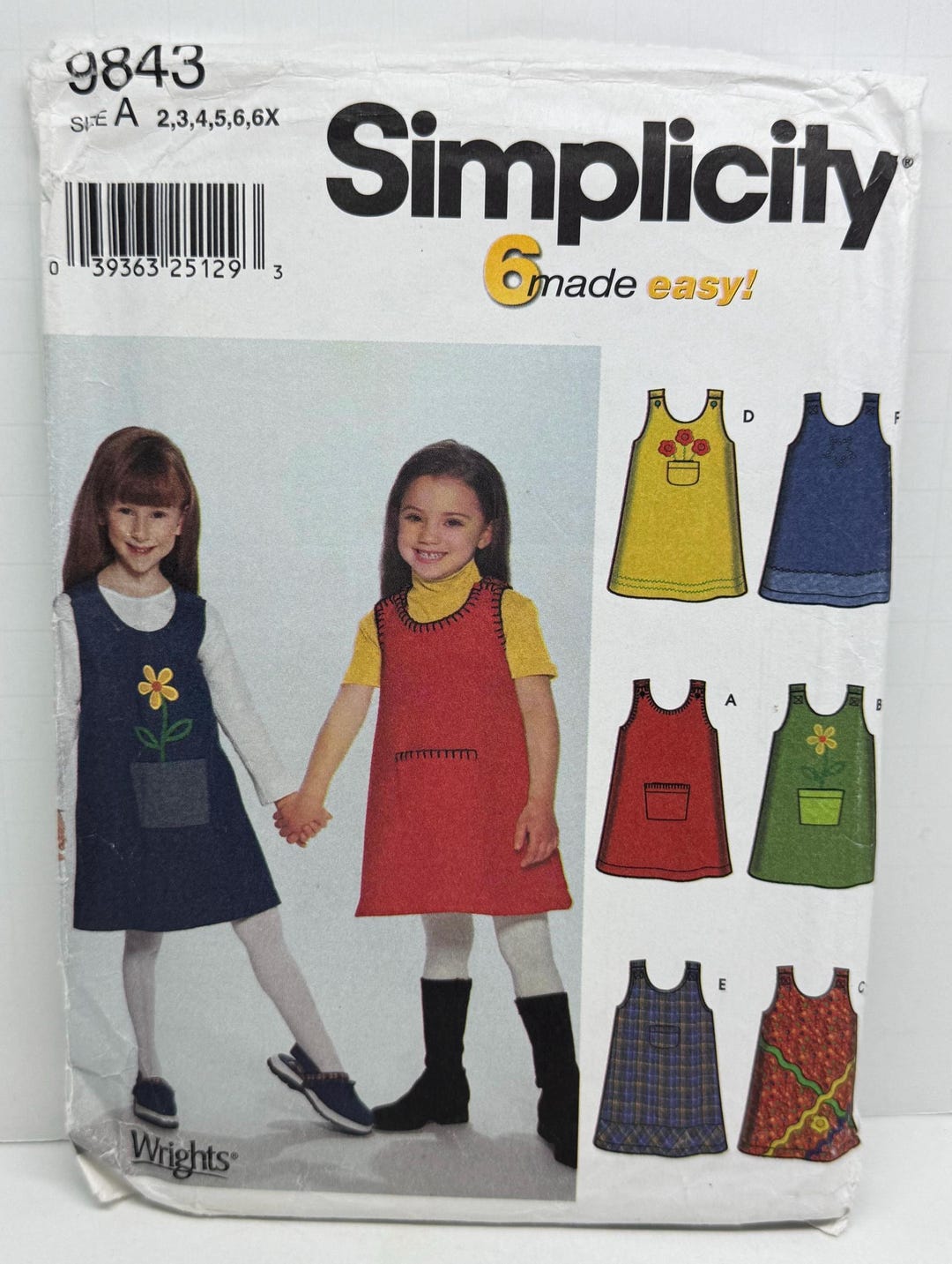 Simplicity 9843 Little Girl’s Jumper Dress Sewing Pattern Buttons at ...